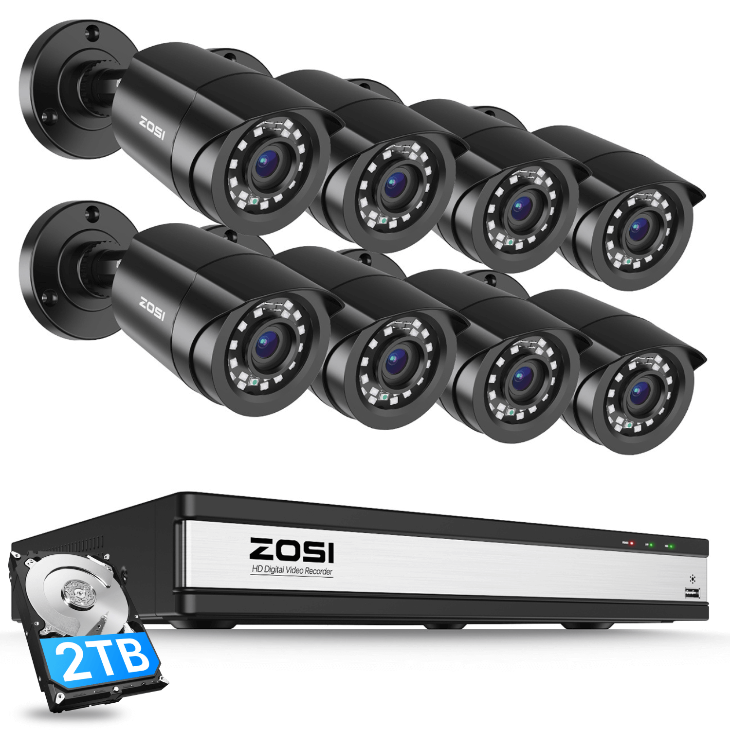 C106 16-Channel 1080P Security Camera System + Up to 16 Cameras + 2TB ...